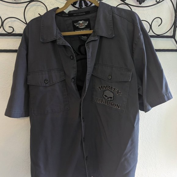 Harley-Davidson | Shirts | Harley Davidson Mens Willie G Skull Garage Short Sleeve Gray Xl ...
